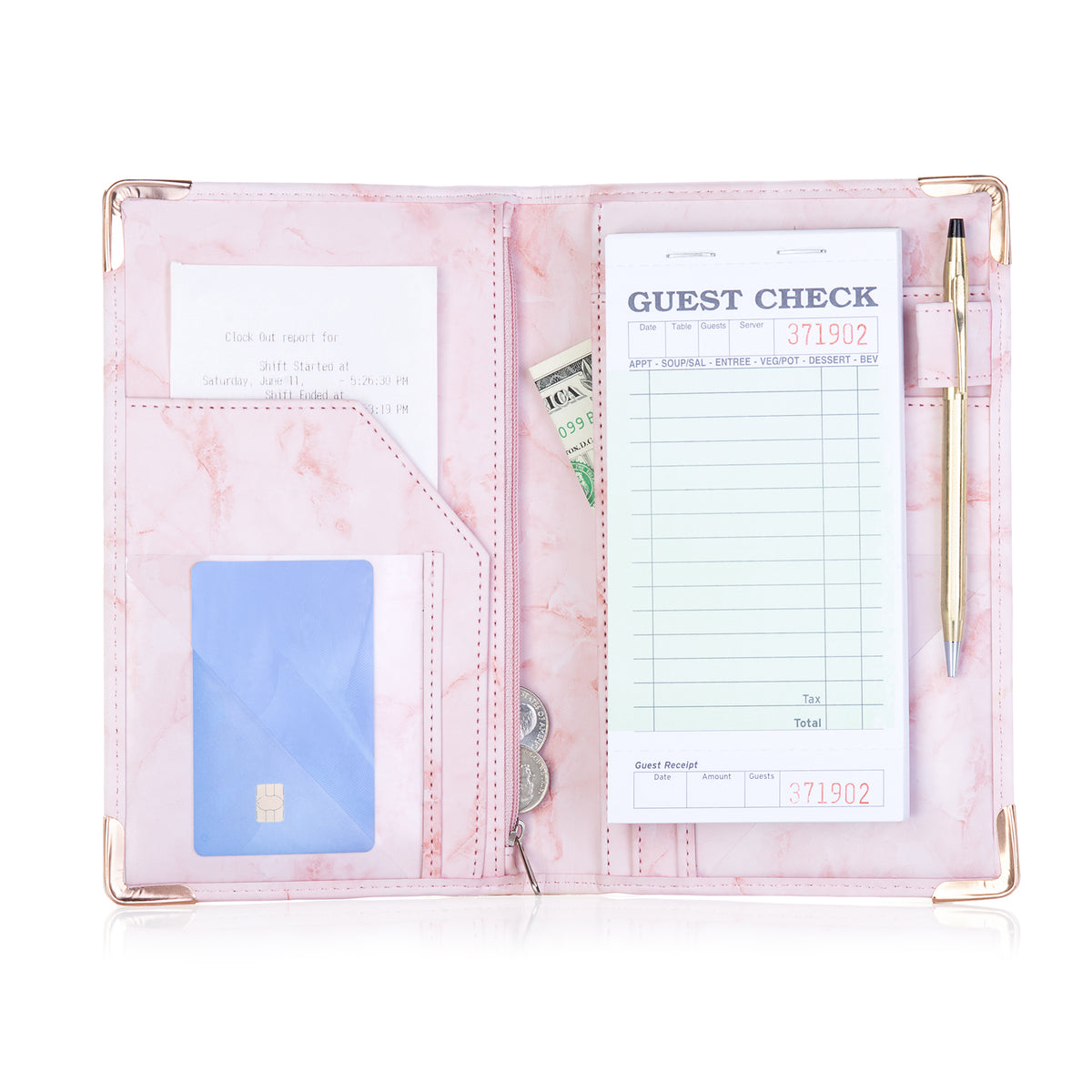 Sonic Server Classy Marble Style Deluxe Pink Server Book for Waitress/