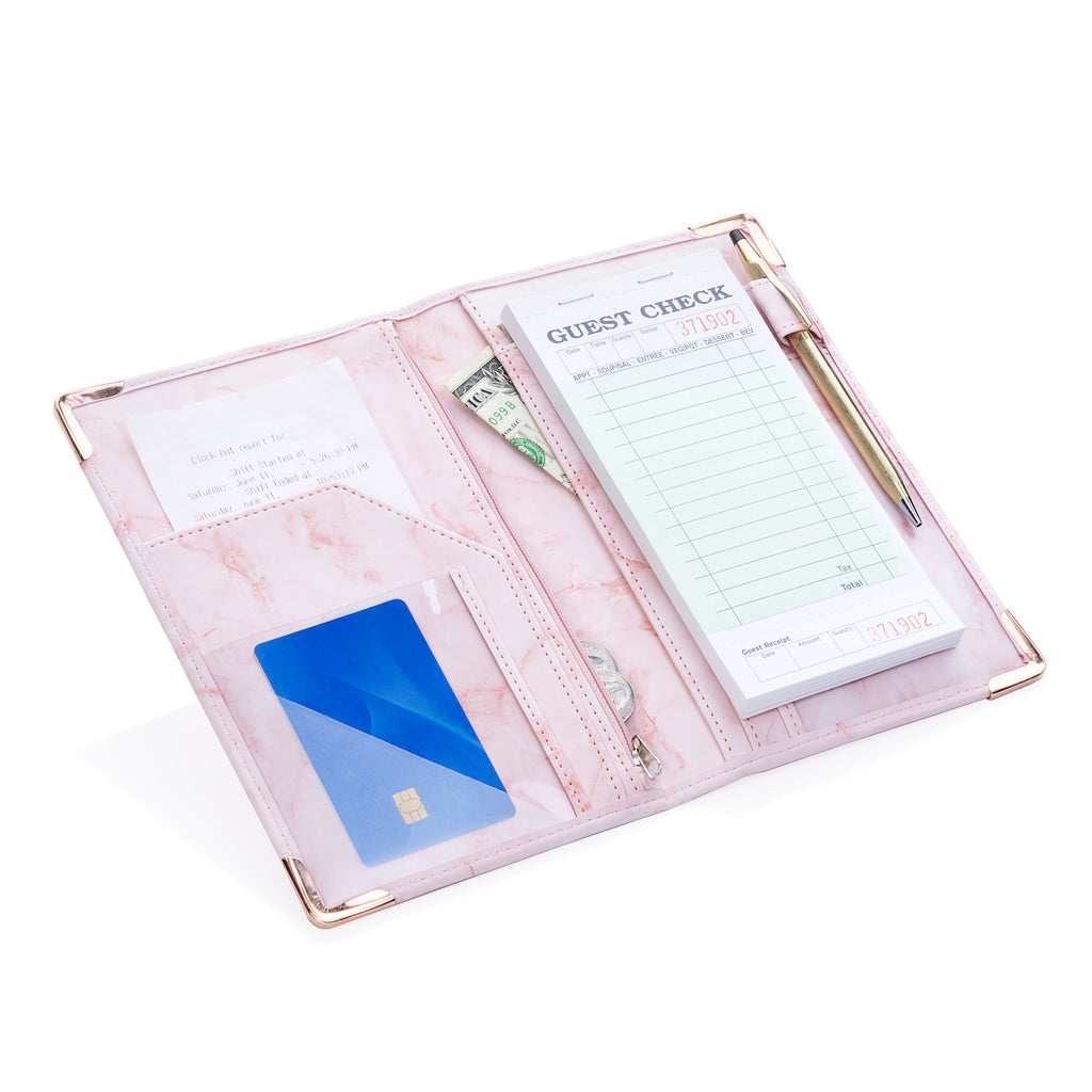 Sonic Server Classy Marble Style Deluxe Pink Server Book for Waitress/